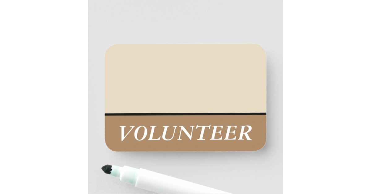 Sophisticated, Respectable "VOLUNTEER" Name Tag | Zazzle