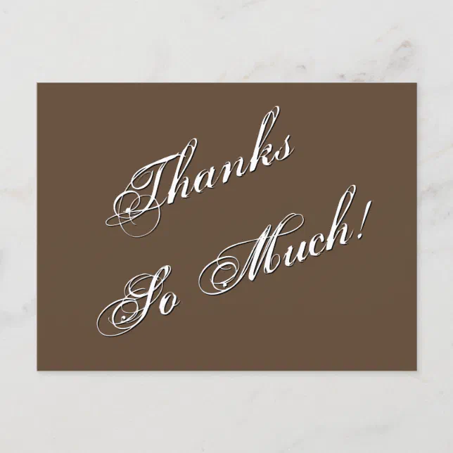 Sophisticated "Thanks So Much!" Postcard | Zazzle