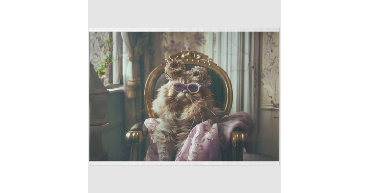 Sophisticated Vintage Cat Decoupage Tissue Paper | Zazzle