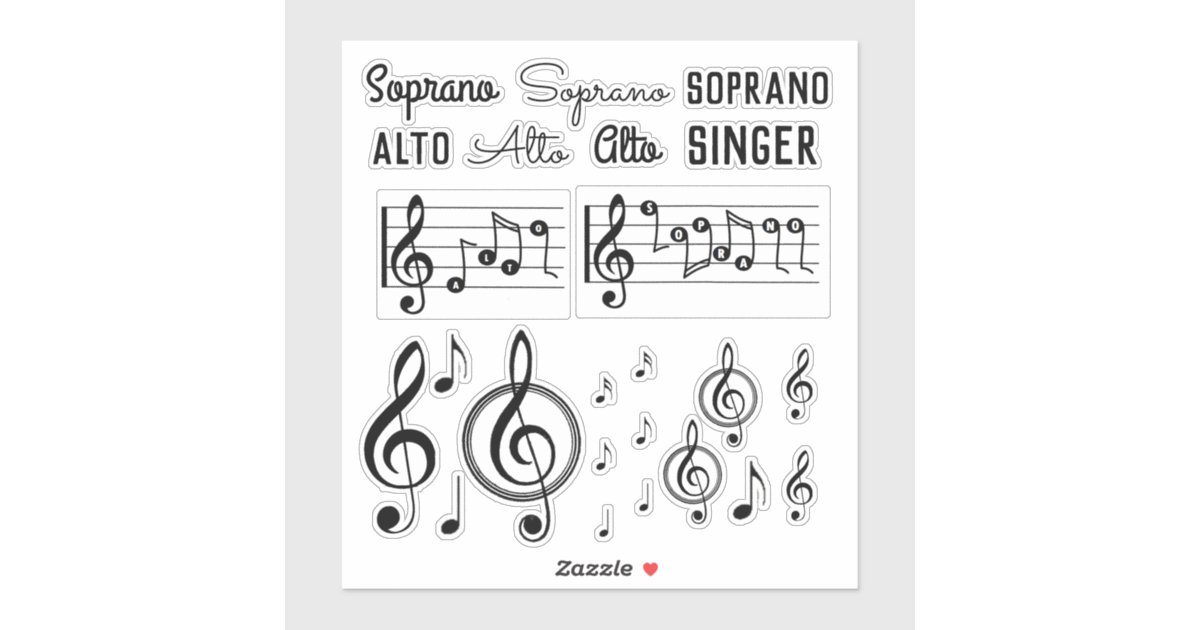 Soprano Alto Singer Music Note Treble Clef Sticker | Zazzle