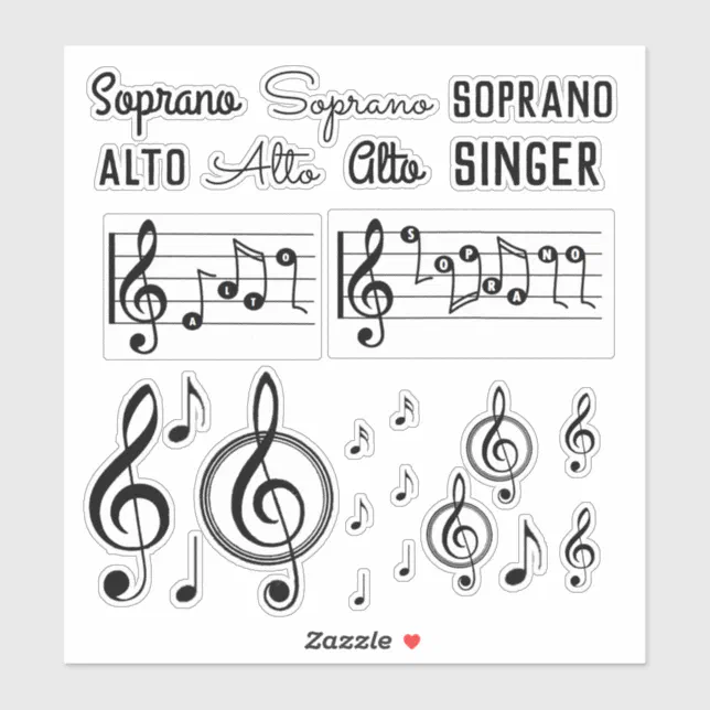 Soprano Alto Singer Music Note Treble Clef Sticker | Zazzle