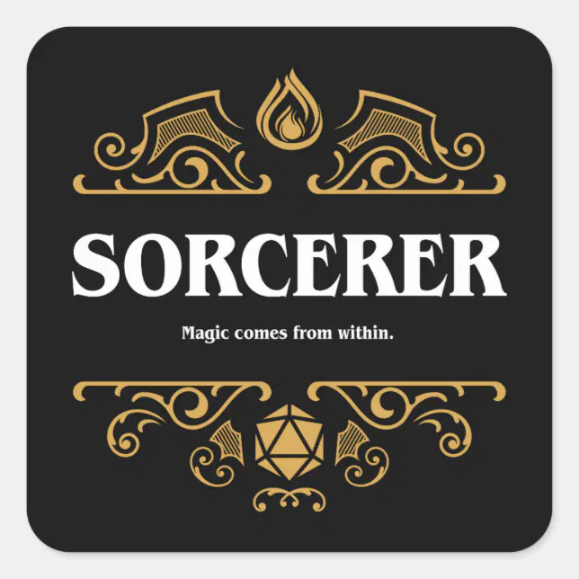 Sorcerer Class Tabletop RPG Gaming Square Sticker | Zazzle