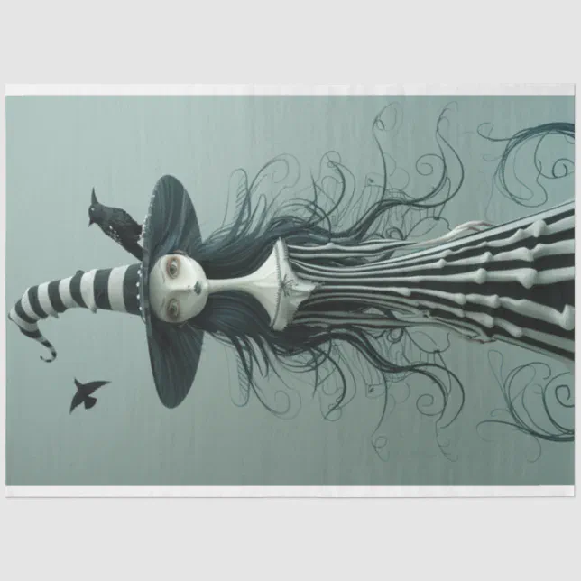 Sorceress Skull Lady Decoupage Tissue Paper | Zazzle