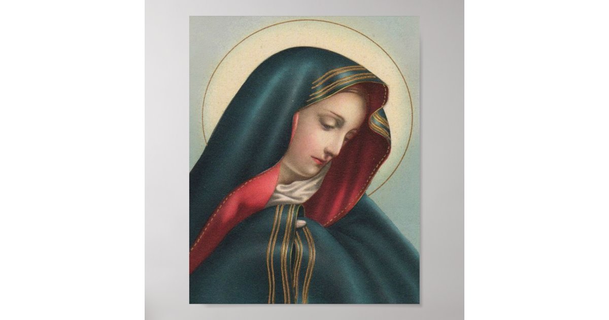 Sorrowful Virgin Mary Religious Catholic Poster | Zazzle