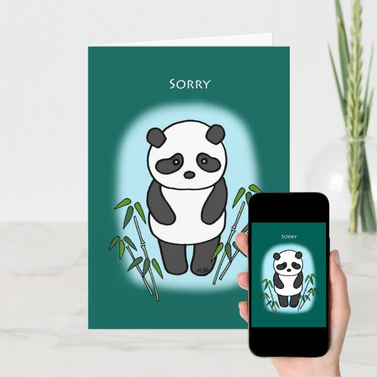 Sorry Apology Sad Panda Cute Funny Sorry my bad Card | Zazzle