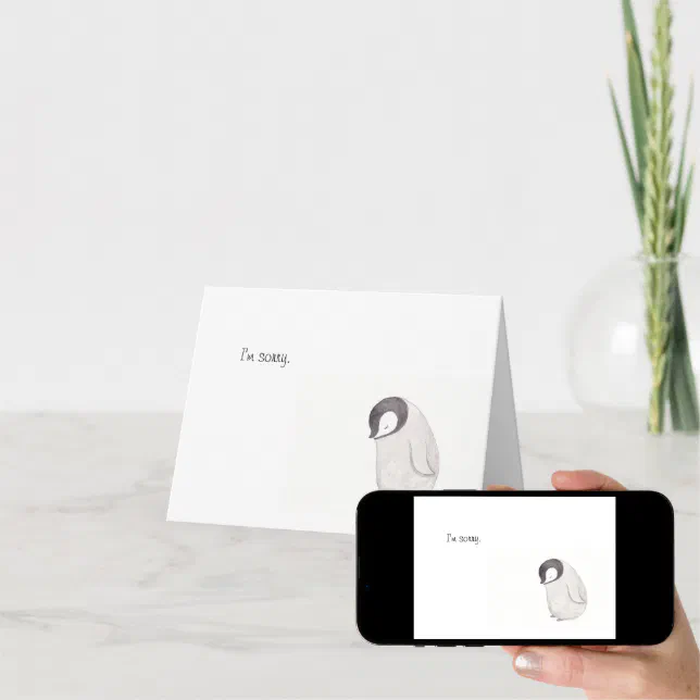 Sorry Cute Penguin Card by MiKa Art | Zazzle