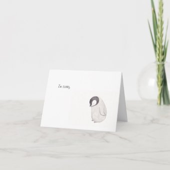 Sorry Cute Penguin Card by MiKa Art | Zazzle