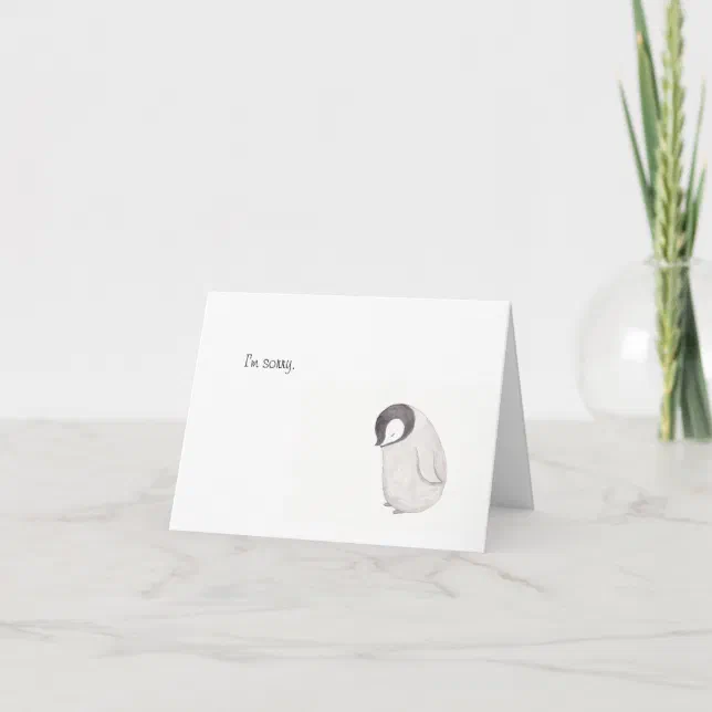 Sorry Cute Penguin Card by MiKa Art | Zazzle