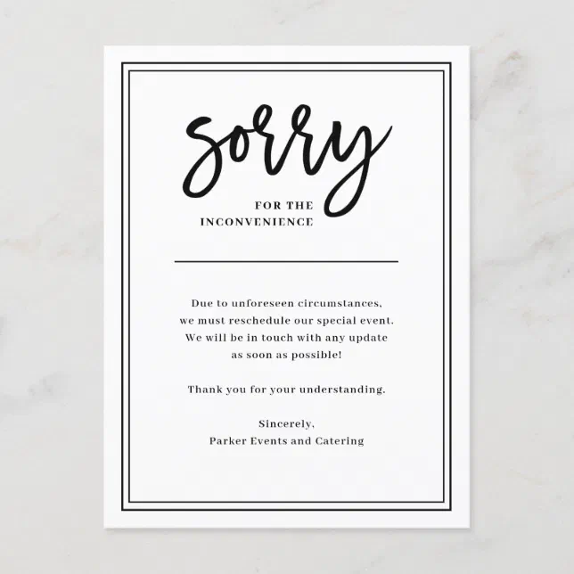 Sorry for Inconvenience | Cancellation or Postpone Announcement ...