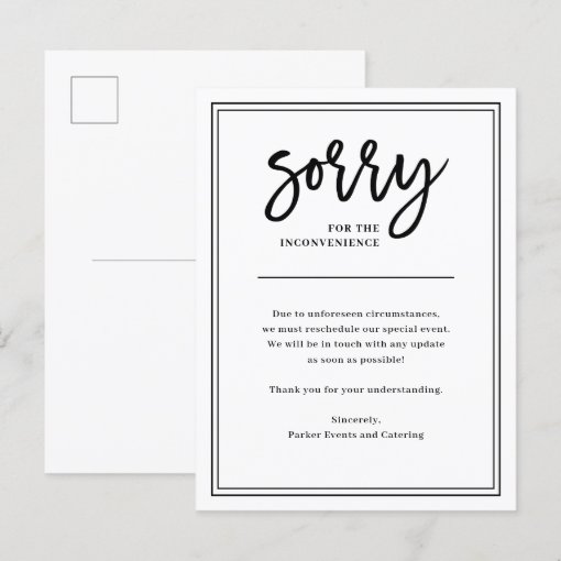 Sorry for Inconvenience | Cancellation or Postpone Announcement ...