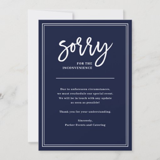 Sorry for Inconvenience | Cancellation or Postpone Invitation | Zazzle