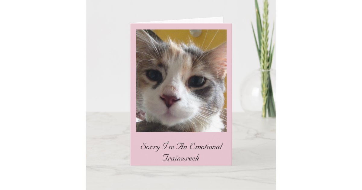 Sorry I'm An Emotional Trainwreck greeting card | Zazzle