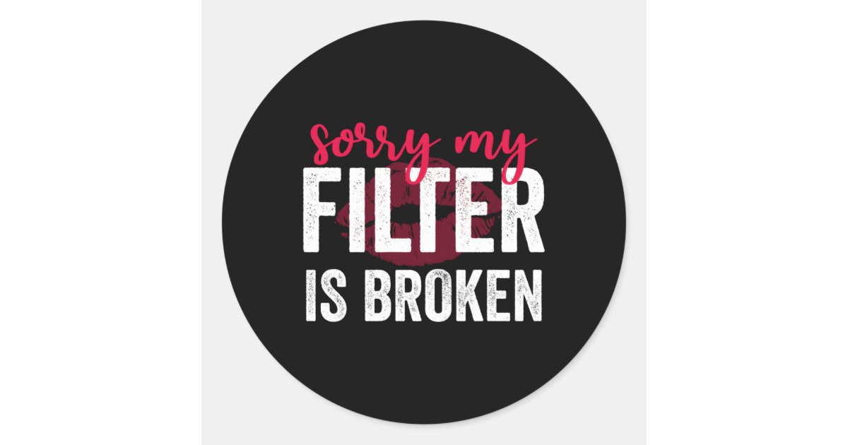 Sorry My Filter Is Broken Classic Round Sticker | Zazzle