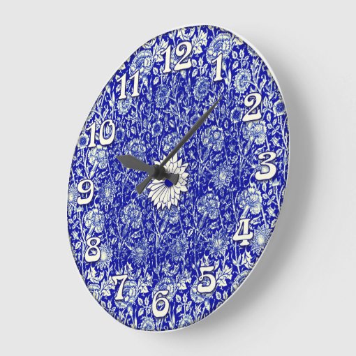 Sorta Blue Calico Timekeeper Large Clock | Zazzle