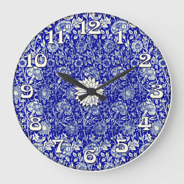Sorta Blue Calico Timekeeper Large Clock | Zazzle