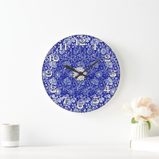 Sorta Blue Calico Timekeeper Large Clock | Zazzle