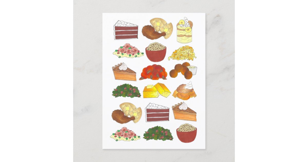 Soul Food Favorites Foodie Southern Cuisine Announcement Postcard | Zazzle