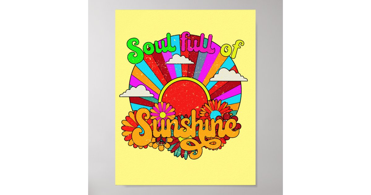 Soul Full Of Sunshine - colorful retro sun Poster | Zazzle