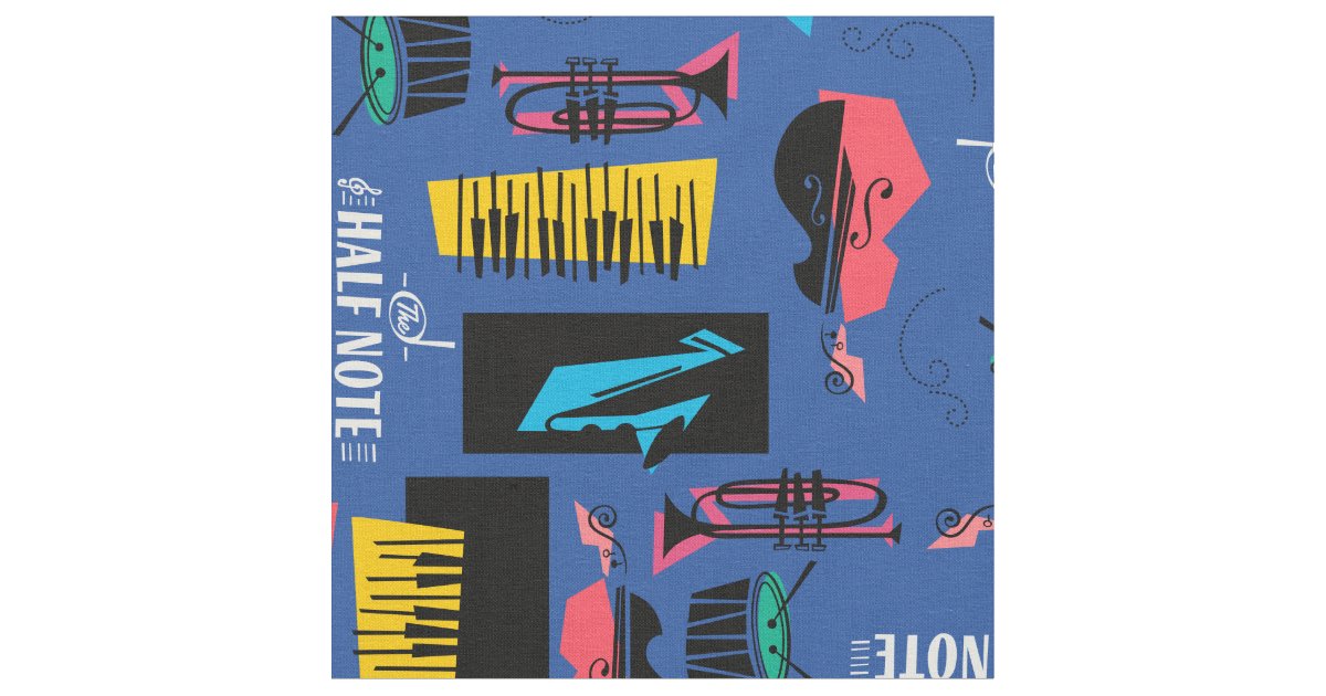 Soul | Jazz Instrument Pattern Fabric | Zazzle