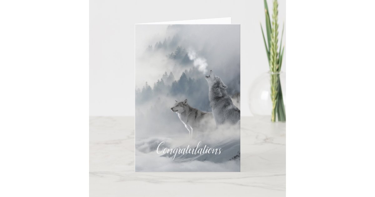 Soul Mate Wolves Wedding Card Vertical | Zazzle
