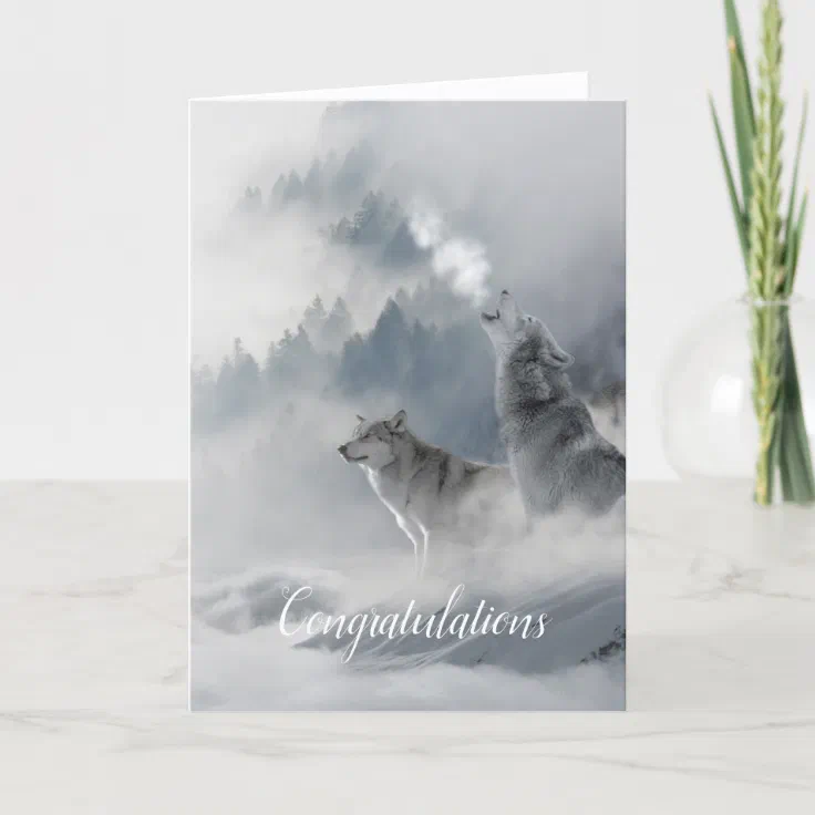 Soul Mate Wolves Wedding Card Vertical | Zazzle