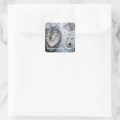 Soul Mates Wolves by Lori Karels Square Sticker | Zazzle
