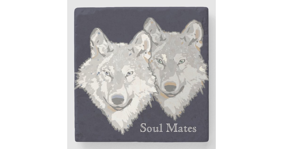 Soul Mates Wolves Stone Coaster | Zazzle
