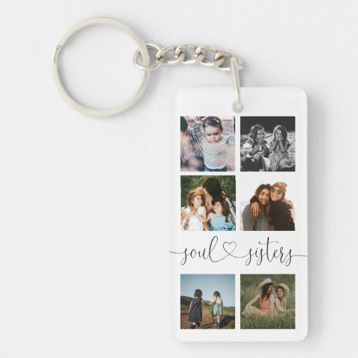 Soul Sisters Script Gift For BFF's Photo Collage Keychain | Zazzle