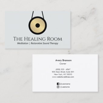 Sound Bath Therapy Gong Logo Business Card | Zazzle