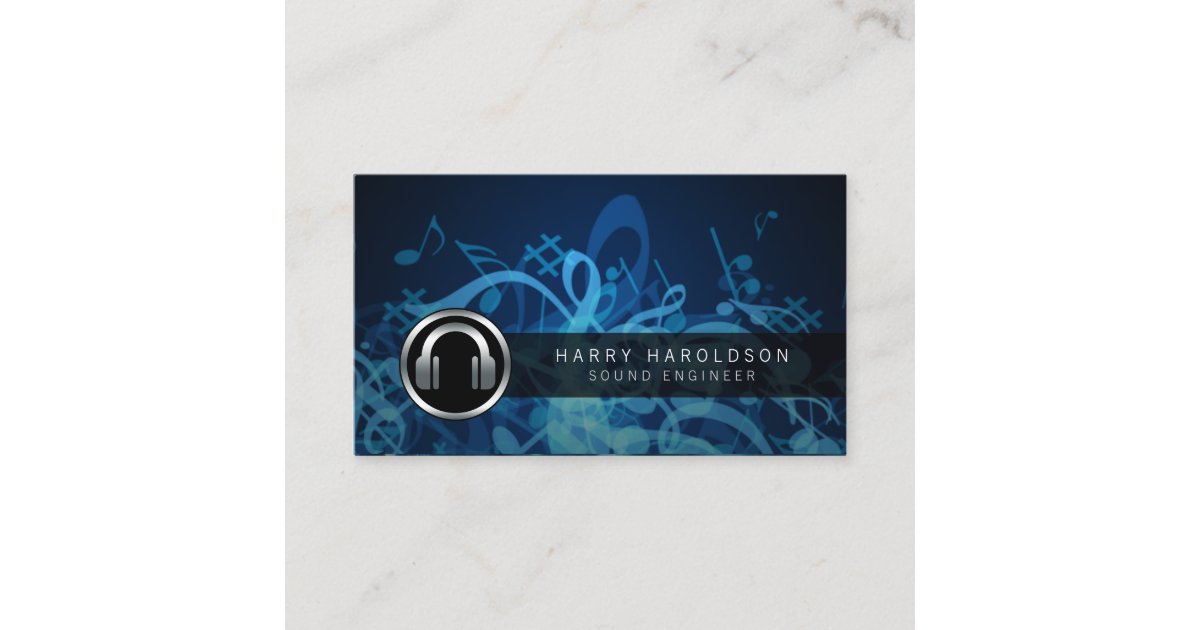 Sound Engineer Bold Headphones Icon Business Card | Zazzle