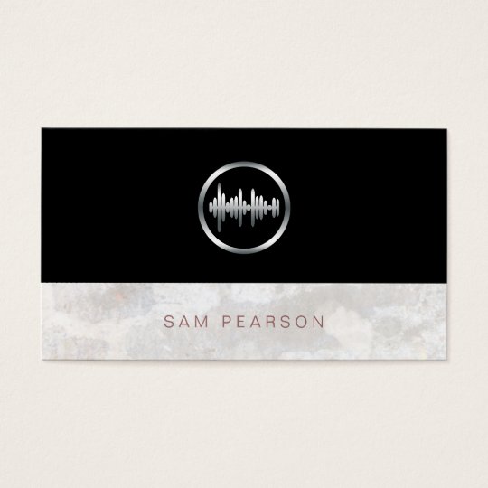 Sound Engineer Bold Silver Sound Wave Icon Elegant Business Card | Zazzle
