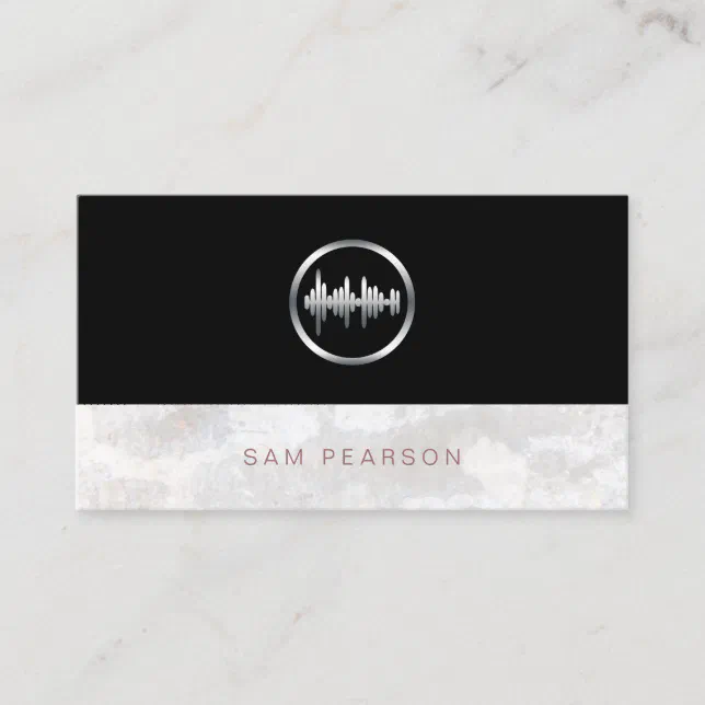 Sound Engineer Bold Silver Sound Wave Icon Elegant Business Card | Zazzle
