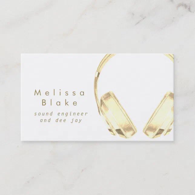 sound engineer dee jay faux gold business card | Zazzle
