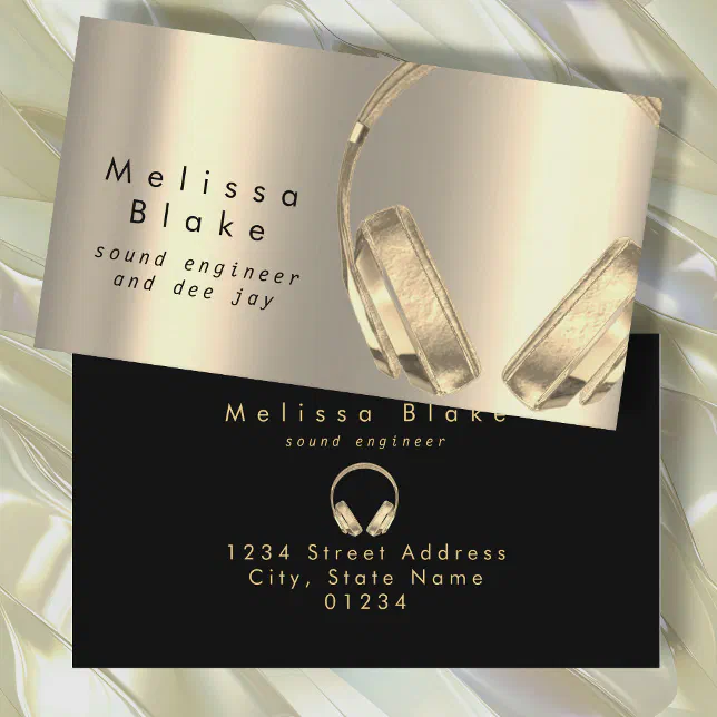 sound engineer dee jay faux gold metallic business card | Zazzle