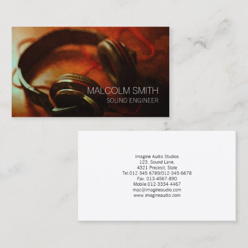 Sound Engineer Headphones Closeup Business Card | Zazzle