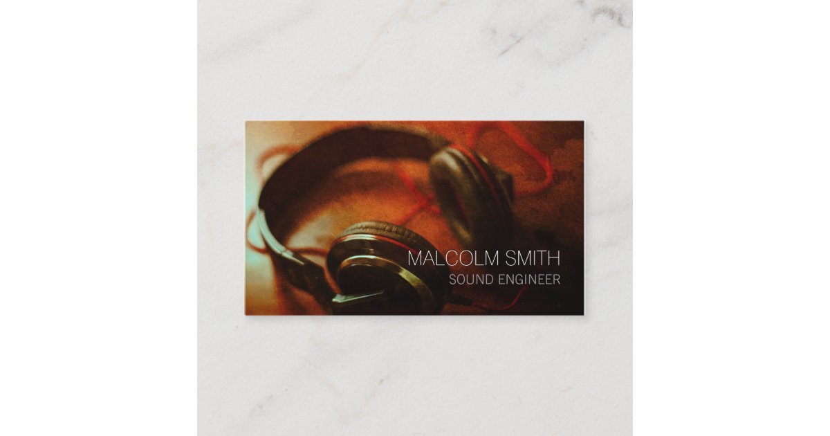 Sound Engineer Headphones Closeup Business Card | Zazzle