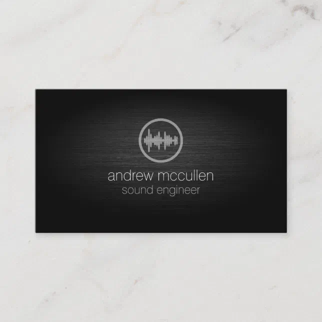 Sound Engineer Sound Wave Icon Brushed Metal Business Card | Zazzle