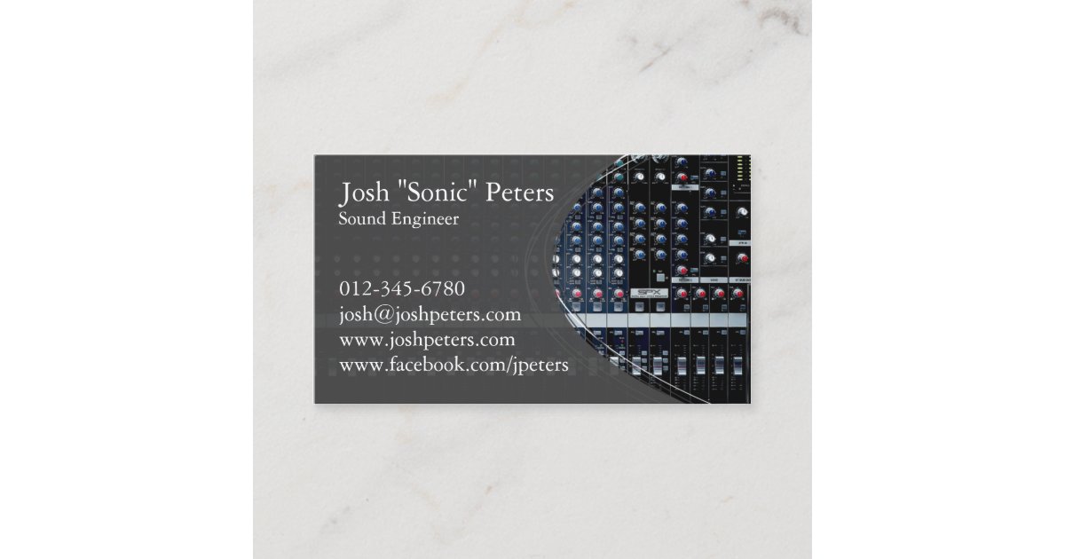 Sound Mixing Console Grey Business Card | Zazzle