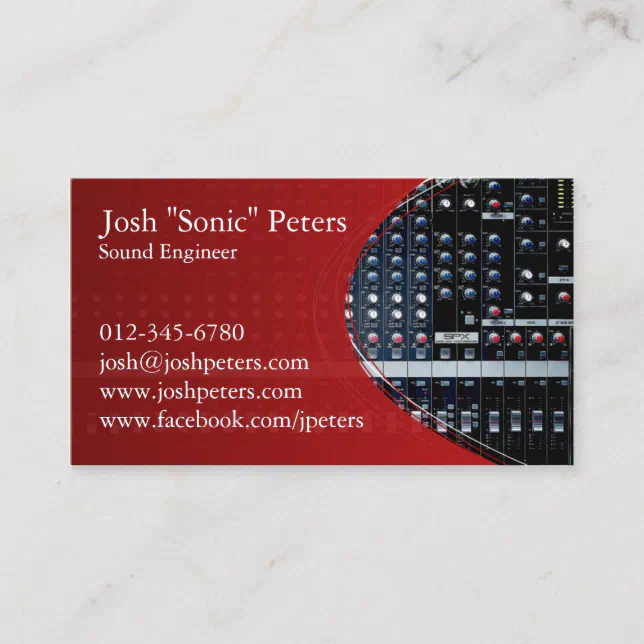 Sound Mixing Console Red Business Card | Zazzle