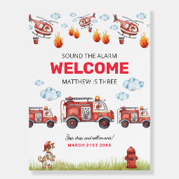Sound the Alarm Fireman Birthday Welcome Sign | Zazzle