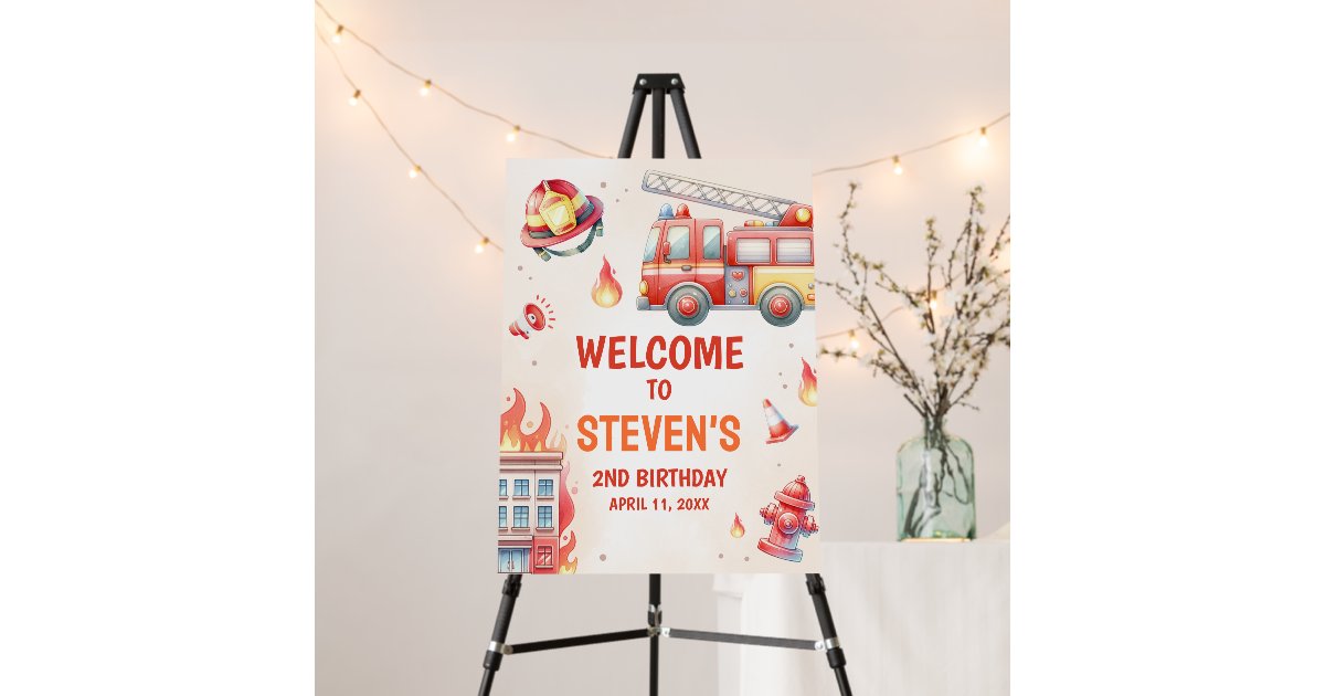 Sound the Alarm FireTruck Baby Shower Welcome Sign | Zazzle