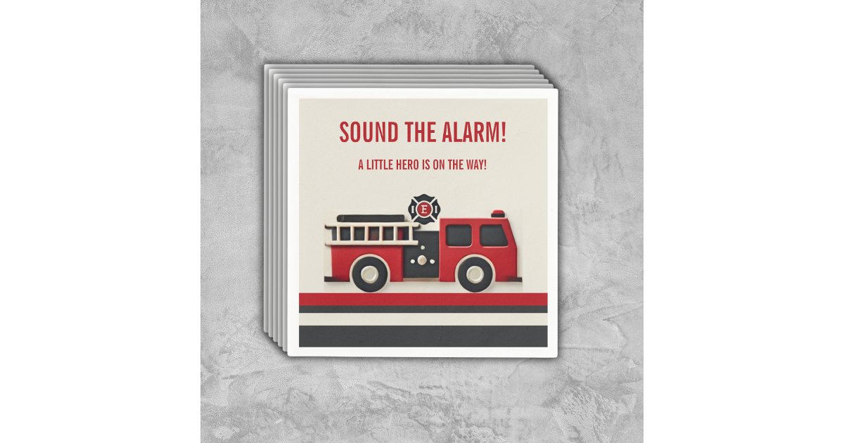Sound the Alarm Minimalist Firefighter Baby Shower Napkins | Zazzle
