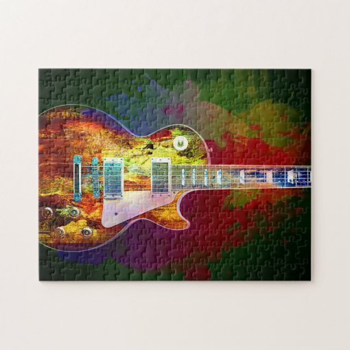 Sounds of music. Colorful guitar Jigsaw Puzzle | Zazzle