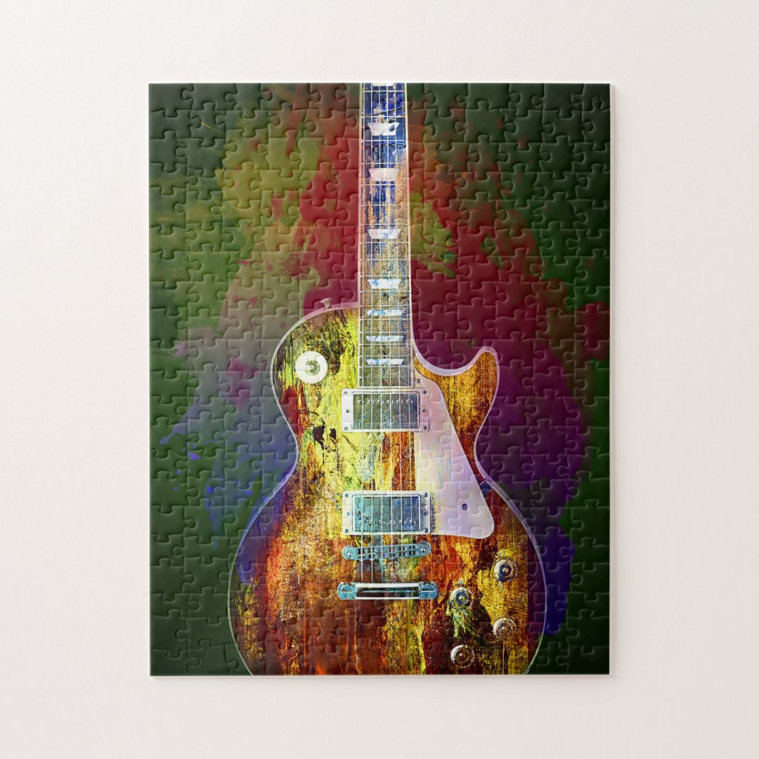 Sounds of music. Colorful guitar Jigsaw Puzzle | Zazzle
