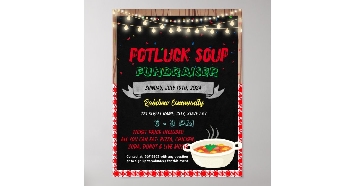 Soup fundraiser event template poster | Zazzle