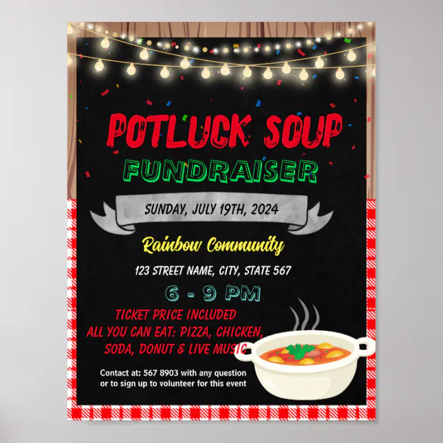 Soup fundraiser event template poster | Zazzle