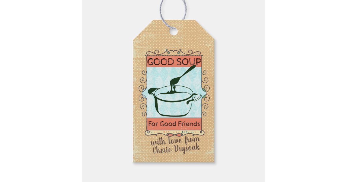 Soup in a jar gift tag recipe directions shabby | Zazzle