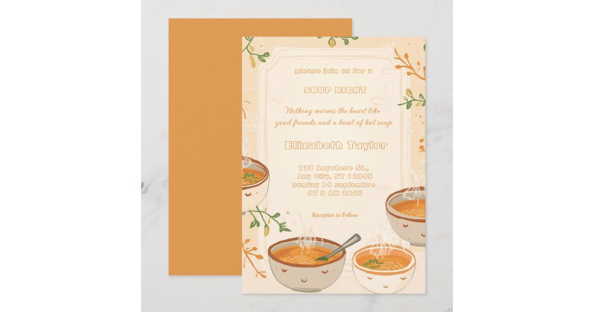 Soup Night Dinner Party Invitations | Zazzle