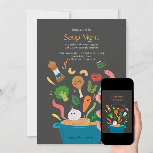 Soup Night Dinner Party Invitations | Zazzle