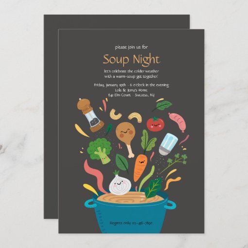 Soup Night Dinner Party Invitations | Zazzle